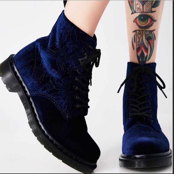 Dr. Martens | Shoes | New Dr Martens Blue Velvet Brocade Boots | Poshmark
